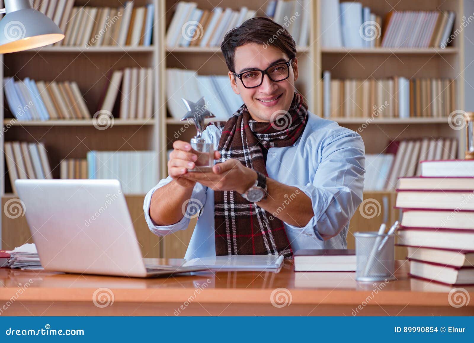 The Young Book Writer Writing in Library Stock Photo - Image of office ...