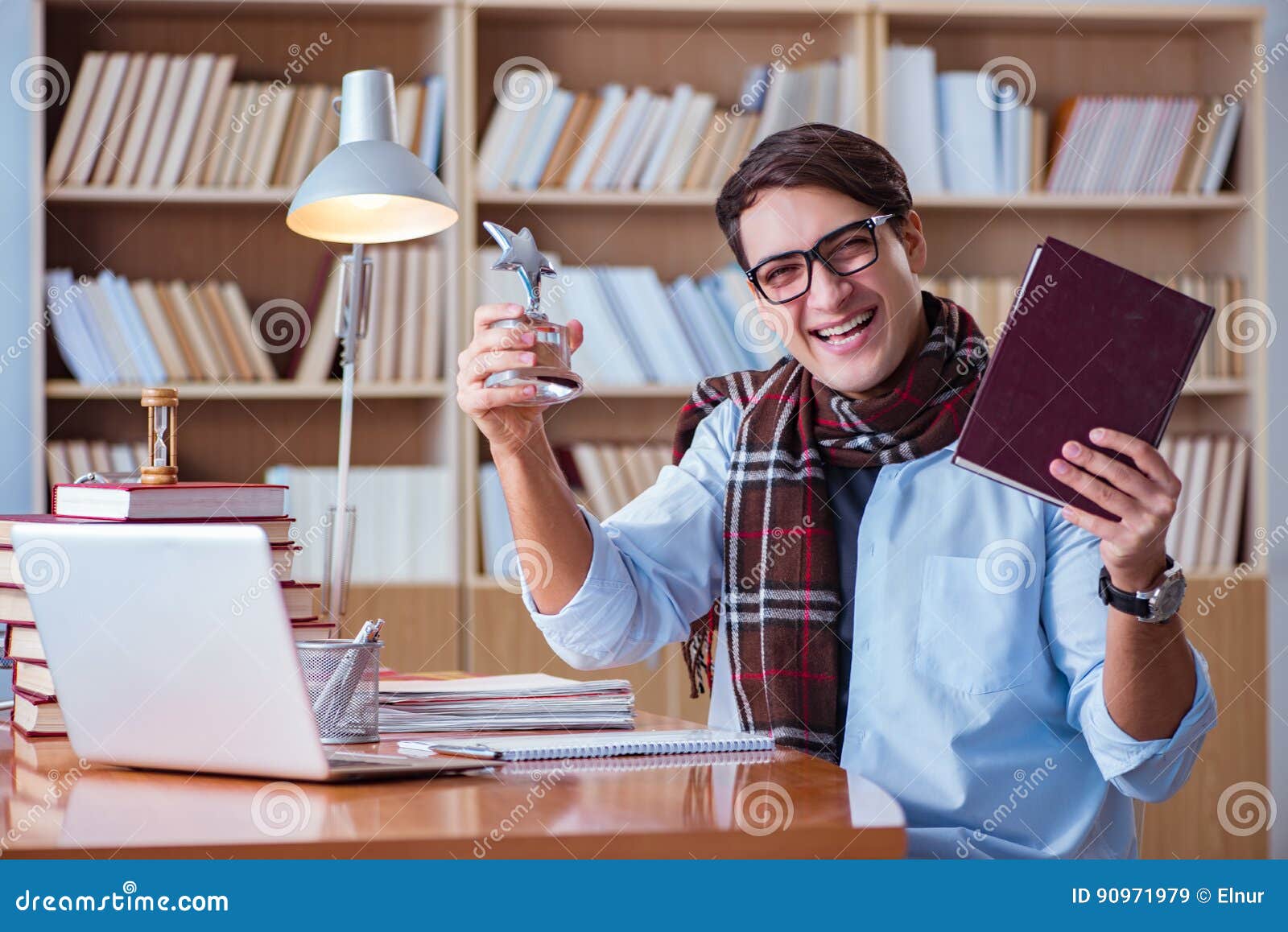 The Young Book Writer Writing in Library Stock Image - Image of letter ...