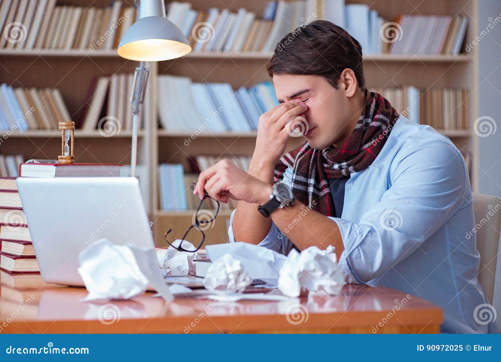 The Young Book Writer Writing in Library Stock Image - Image of ...