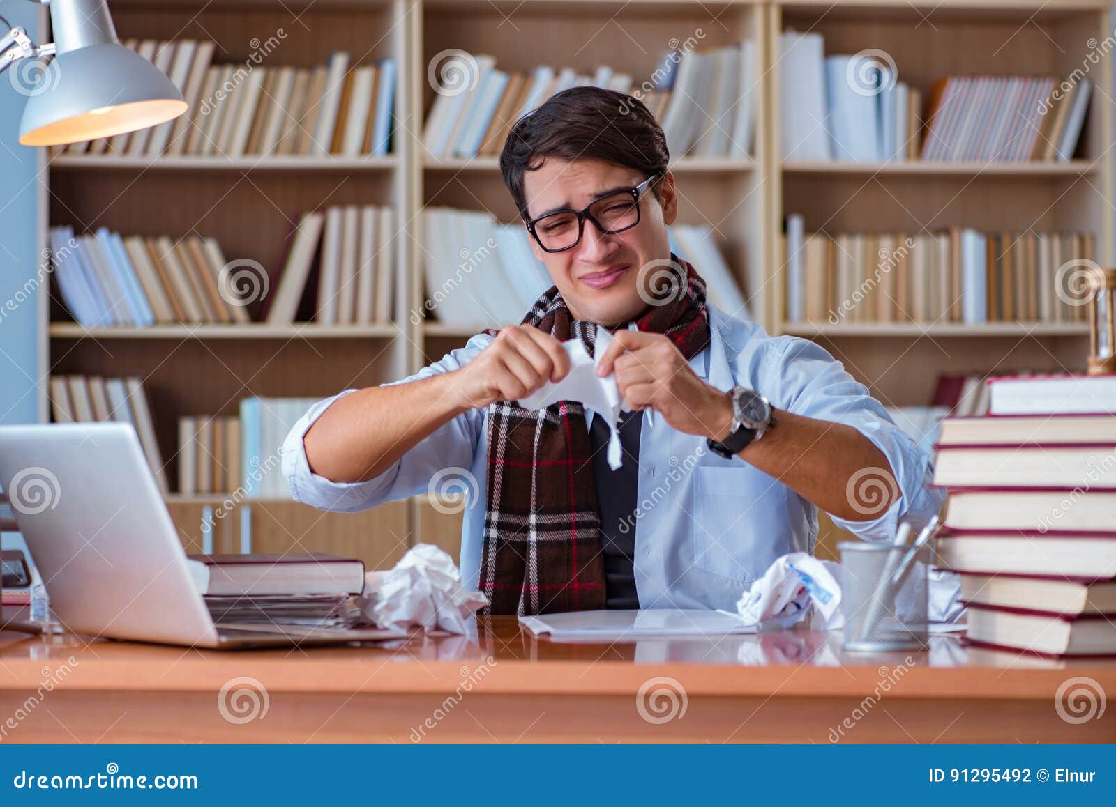 The Young Book Writer Writing in Library Stock Photo - Image of ...