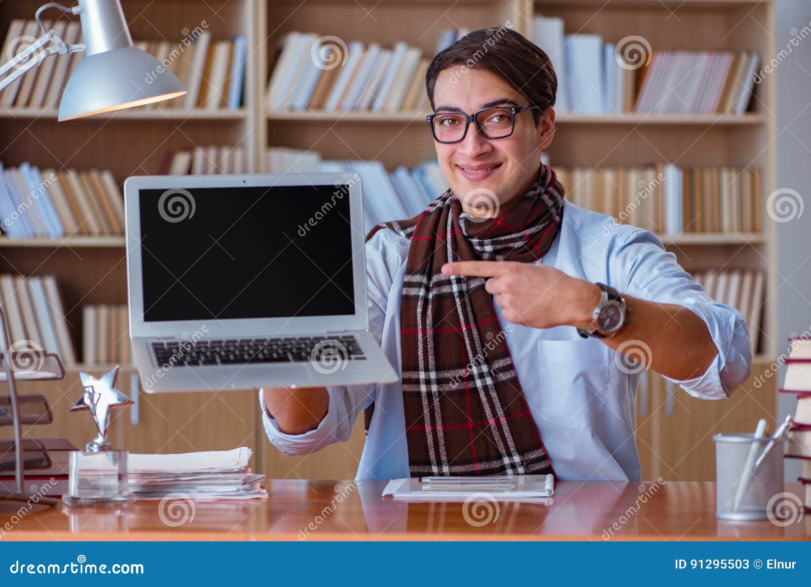 The Young Book Writer Writing in Library Stock Image - Image of ...