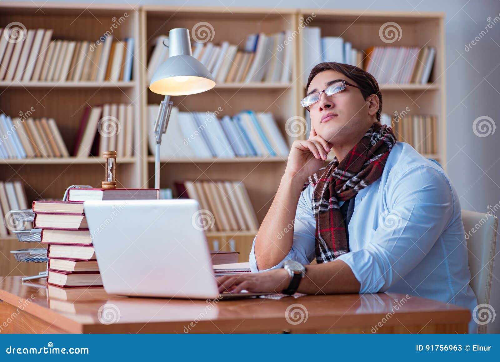The Young Book Writer Writing in Library Stock Image - Image of ...