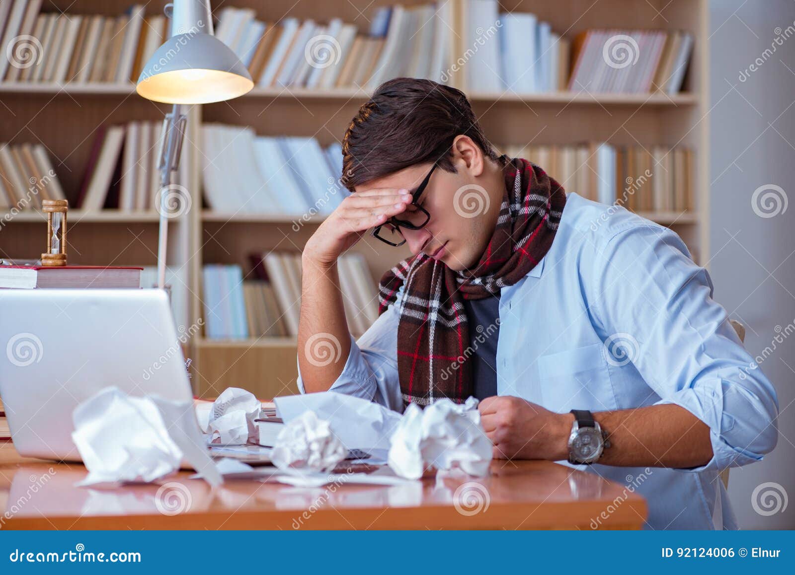 The Young Book Writer Writing in Library Stock Photo - Image of ...