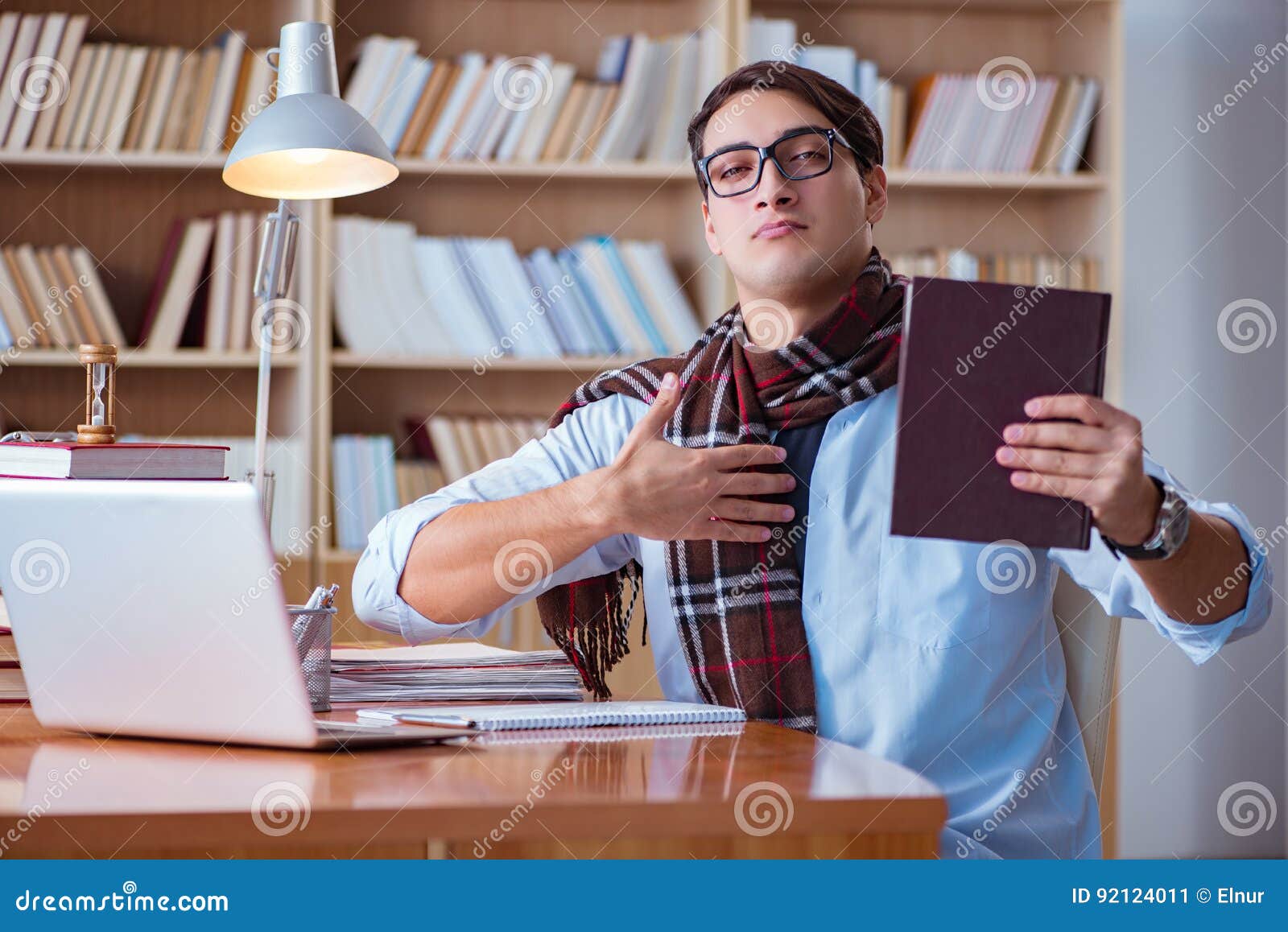 The Young Book Writer Writing in Library Stock Image - Image of ...