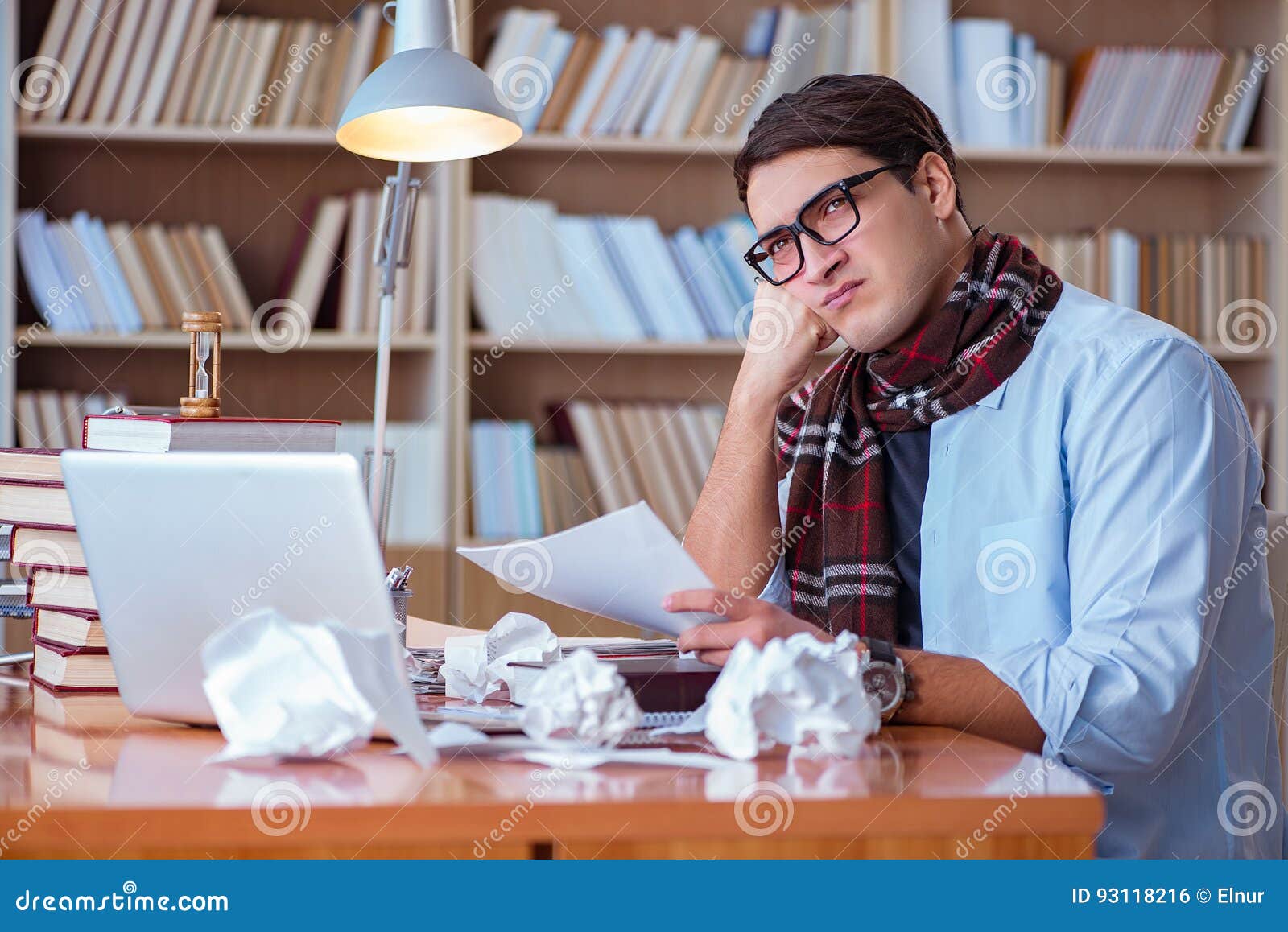 The Young Book Writer Writing in Library Stock Photo - Image of angry ...