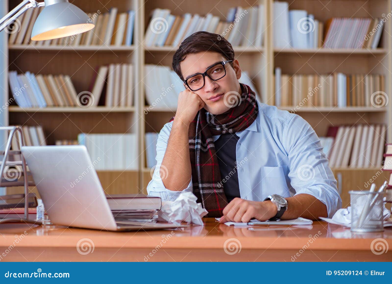 The Young Book Writer Writing in Library Stock Photo - Image of ...