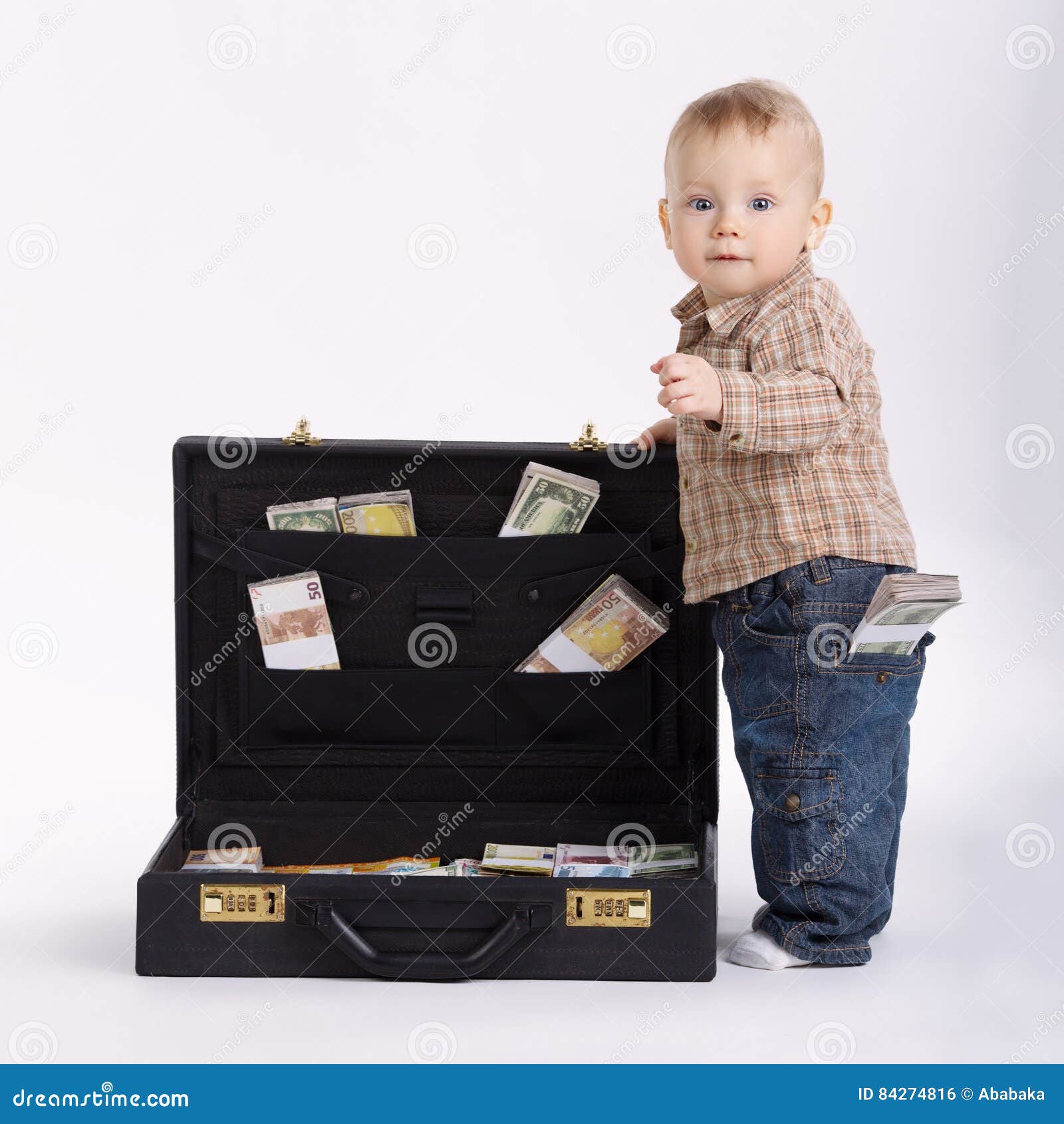Young Bookkeeper with Suitcase of Money Stock Photo - Image of ...