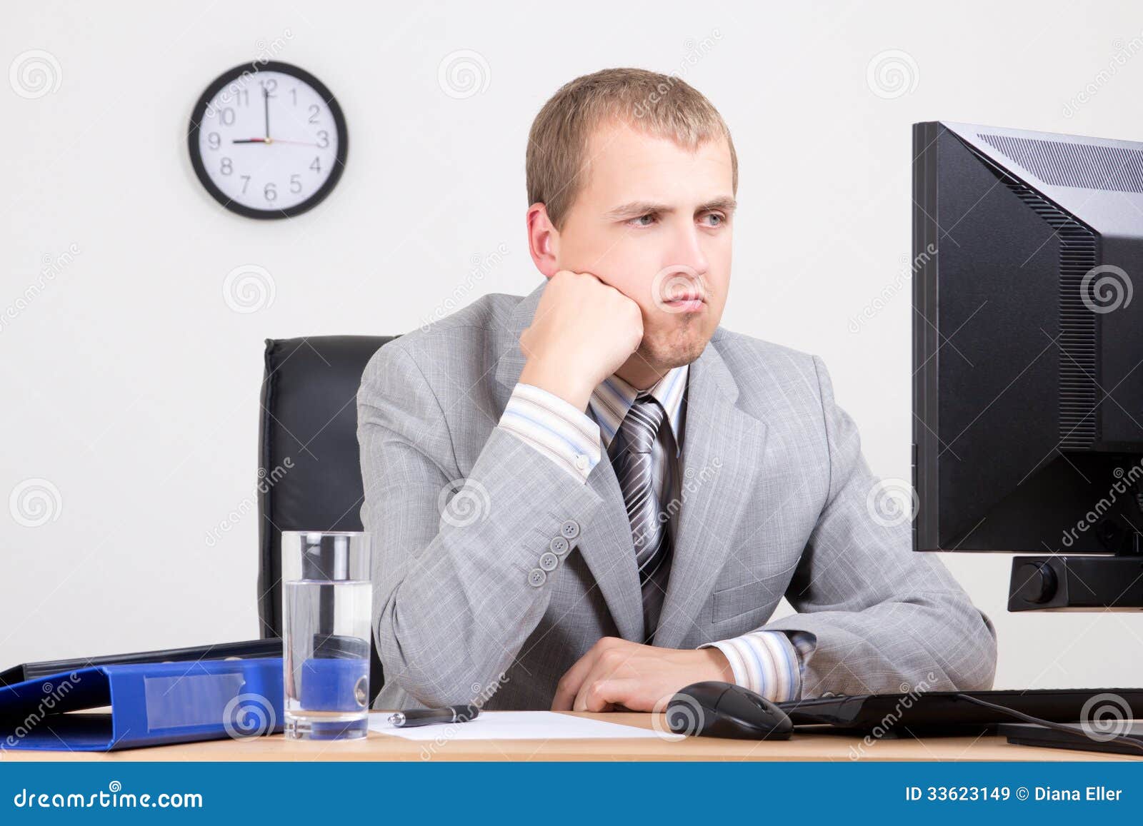 Young Bored Businessman Sitting In Office Stock Image - Image of ...