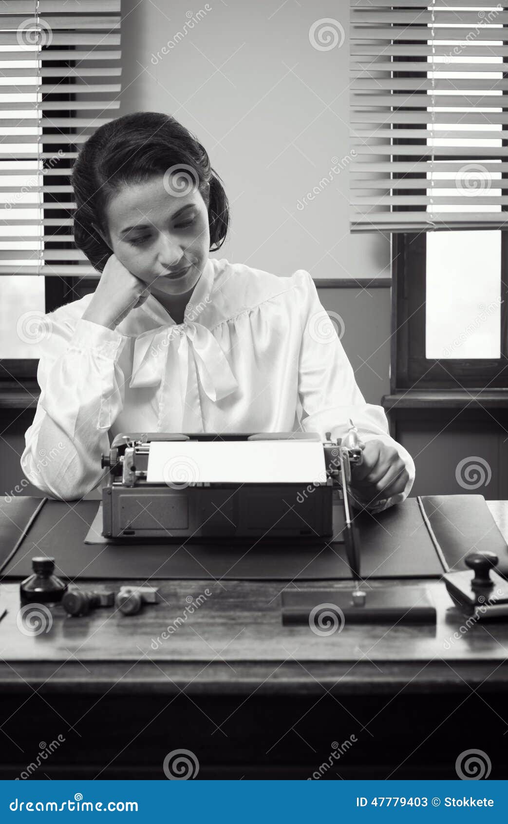 Young Bored Secretary Typing Stock Image - Image of boredom, beautiful ...