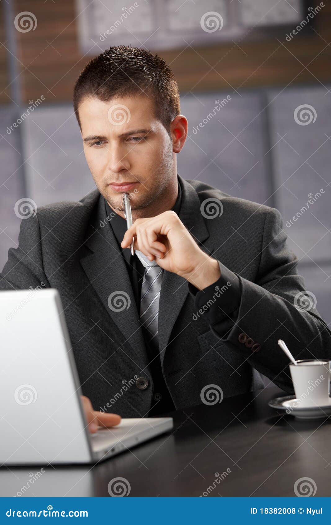 Young Boss Working on Laptop in Fancy Office Stock Photo - Image of ...
