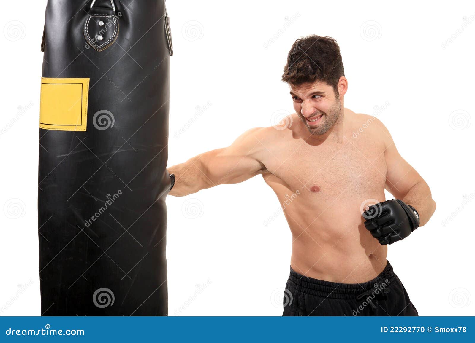 Young Boxer Exercising on Boxing Bag Stock Photo - Image of gymnastics ...