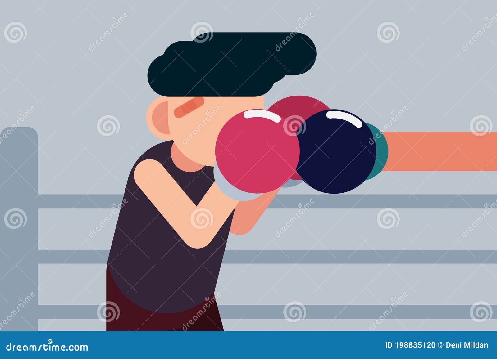Boxer Has Hit And The Opponent Falls In Knockout. Cartoon Vector ...