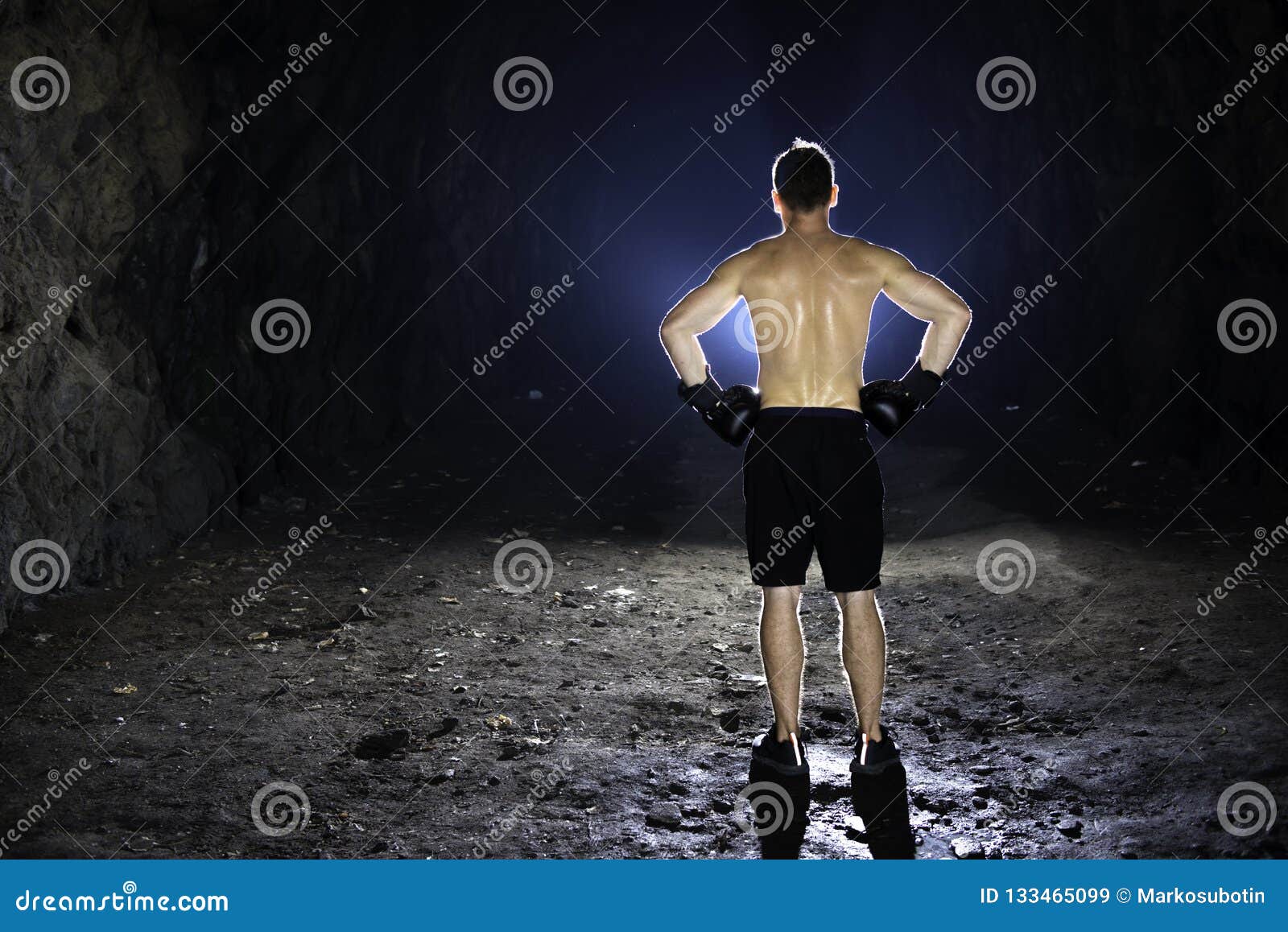 Shiloutte of a Boxer in a Cave Stock Image - Image of competition ...