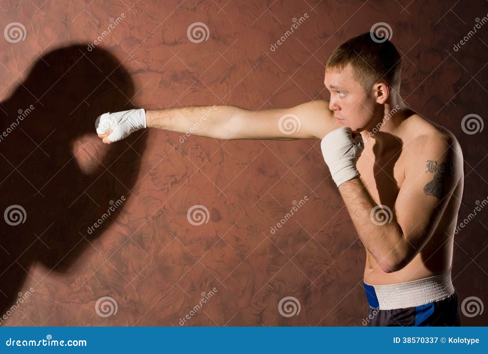 Young Boxer Punching His Opponent Stock Image - Image of elbows ...