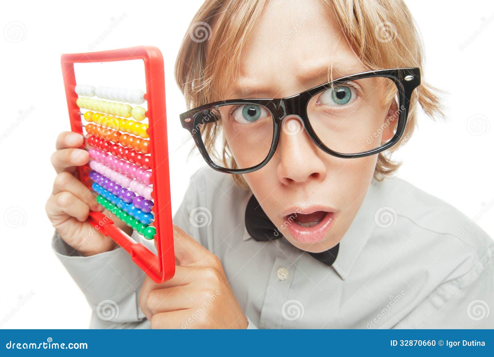Young Boy with Abacus Calculator Stock Photo - Image of education ...