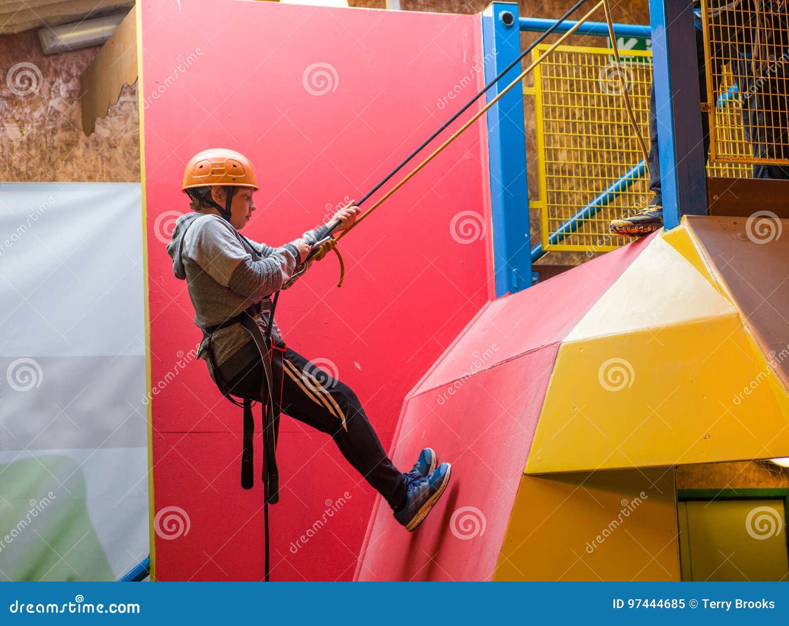 Young Boy Abseiling editorial image. Image of mountain - 97444685