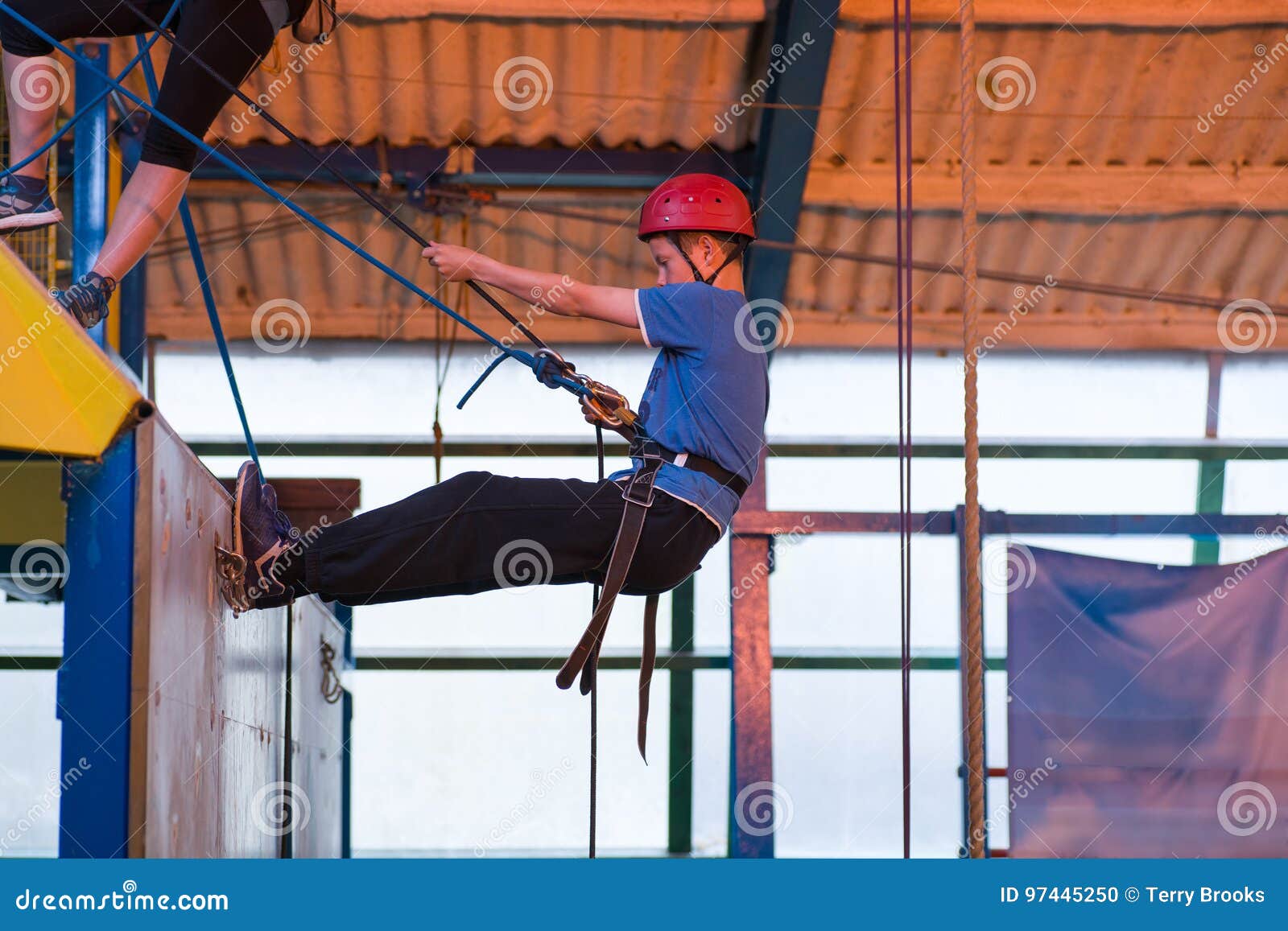 Young Boy Abseiling editorial image. Image of train, mountain - 97445250