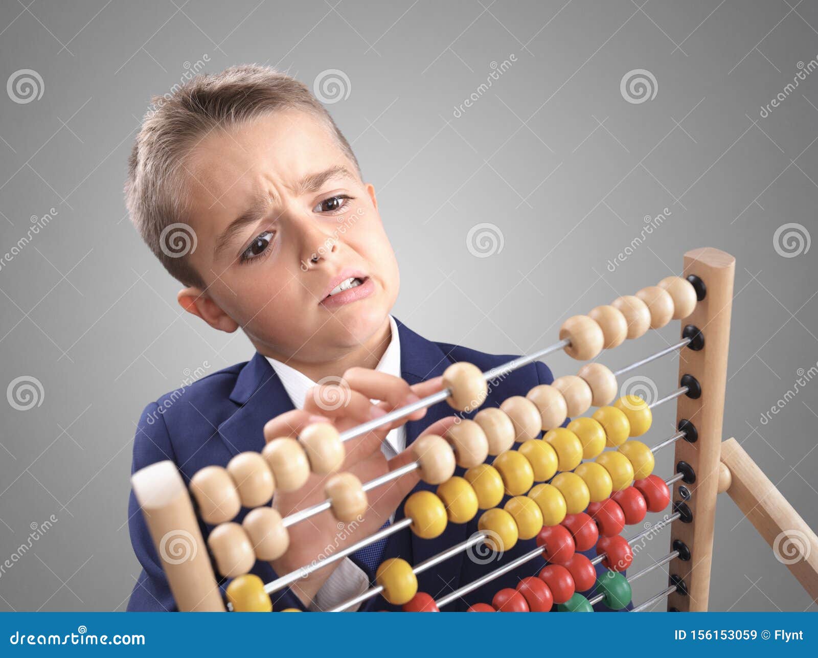 Young Boy Accountant Businessman Does Calculation on a Abacus Stock ...