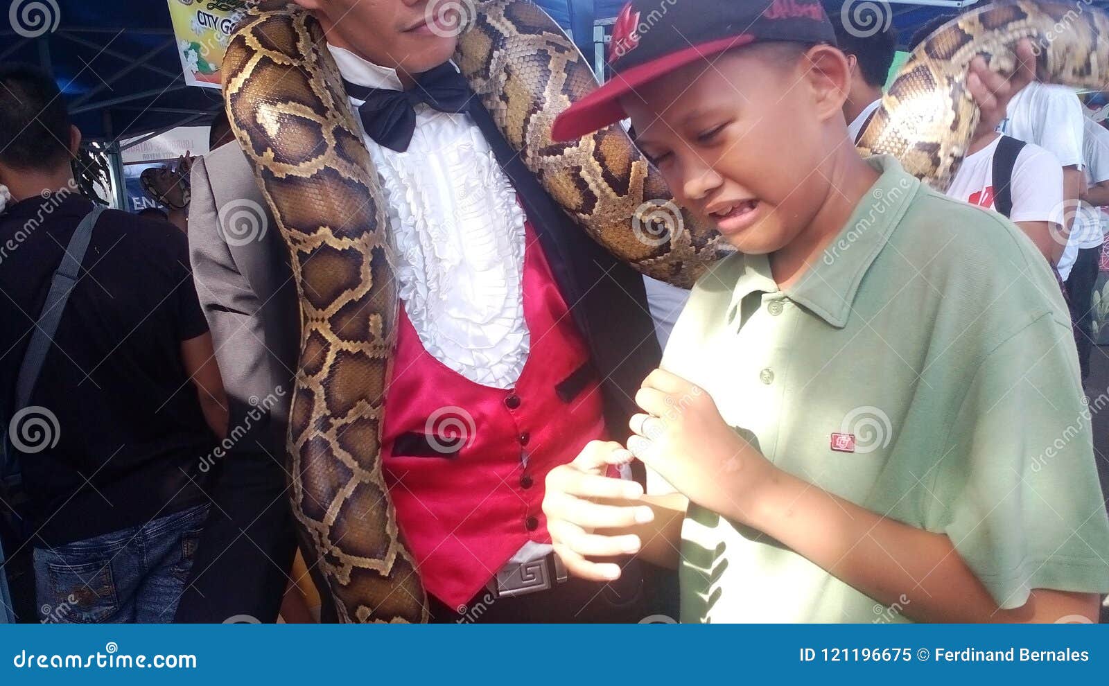 Boy on Big Snake editorial image. Image of crawling - 121196675