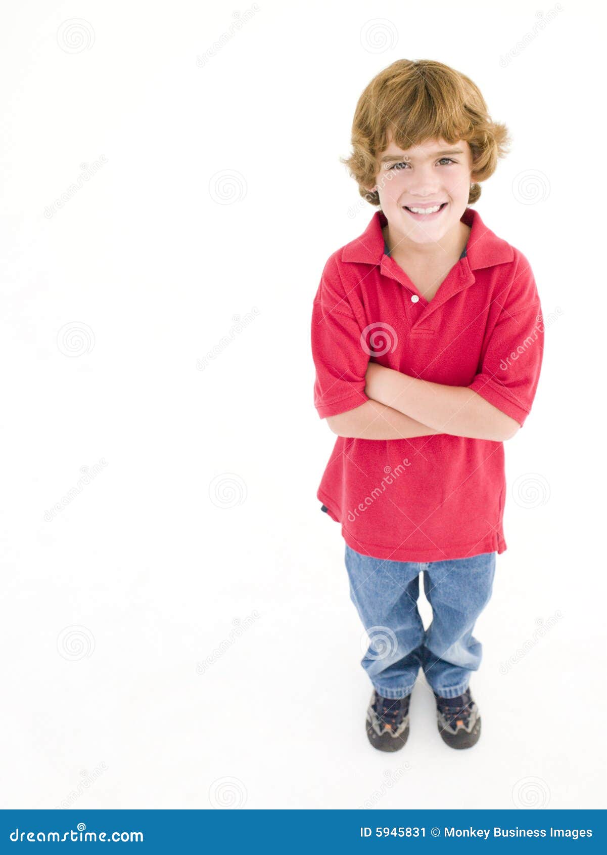 Young Boy with Arms Crossed Stock Image - Image of person, looking: 5945831