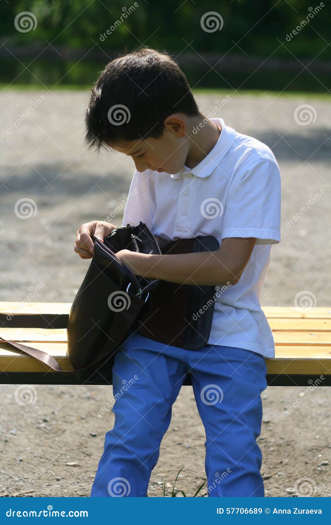 Young boy with bag stock image. Image of model, portrait - 57706689