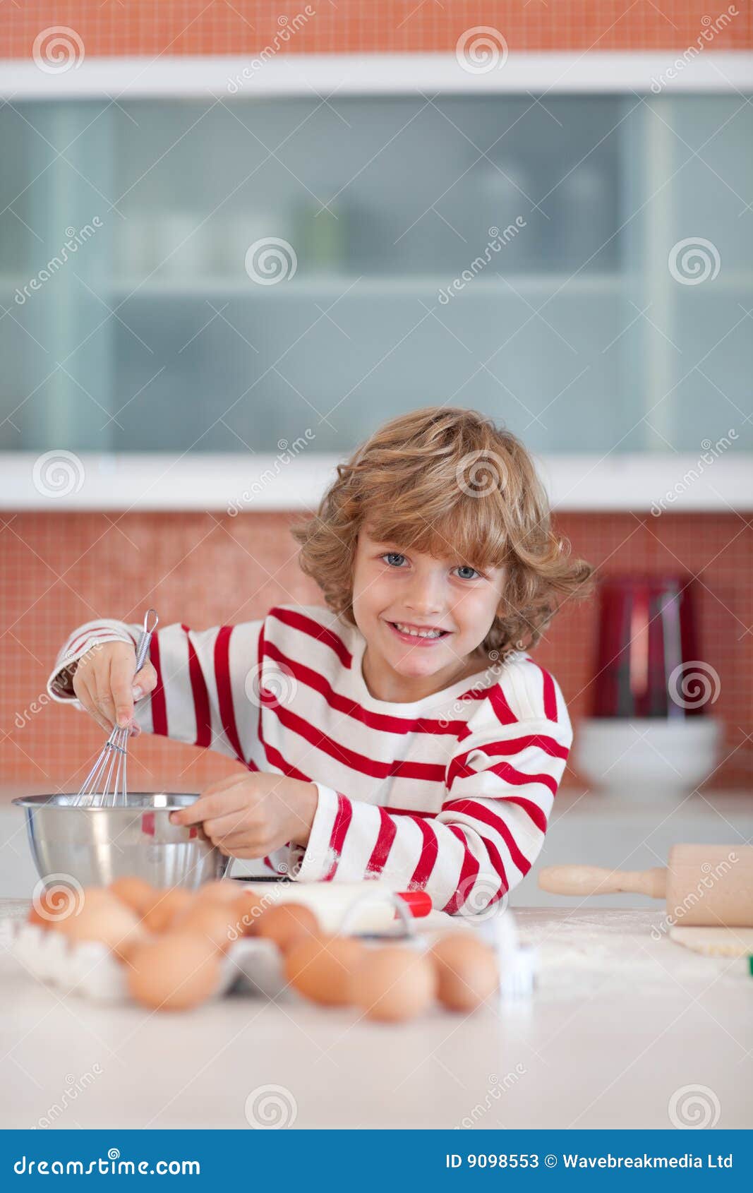 Young Boy Baking in the Kitchen Stock Image - Image of happy, cookies ...