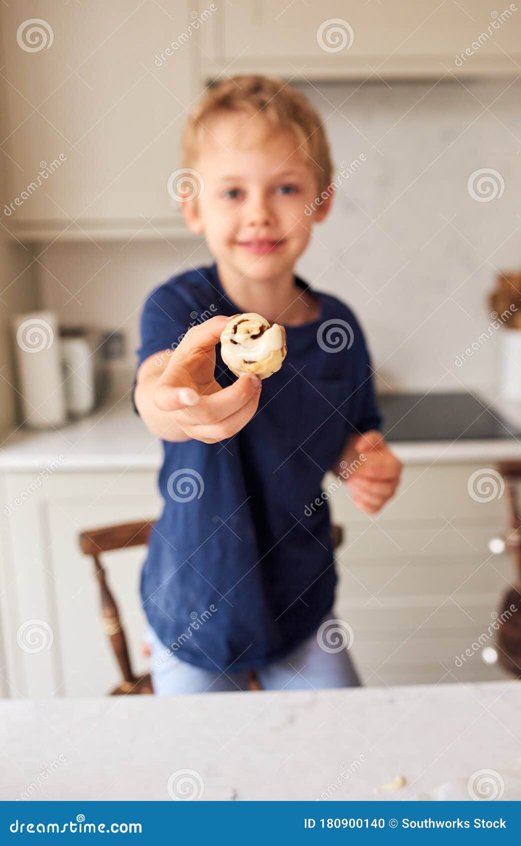 Young Boy Baking in Kitchen Stock Photo - Image of little, children ...