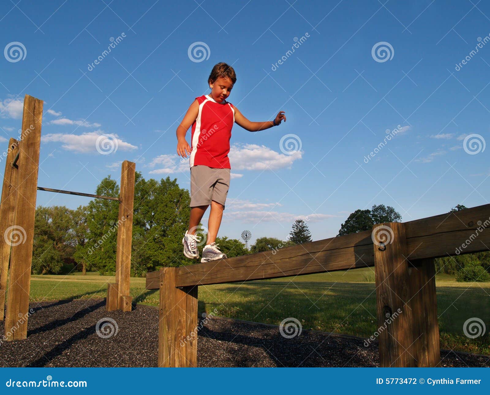 Young Boy on a Balance Beam Stock Photo - Image of leisure, healthy ...