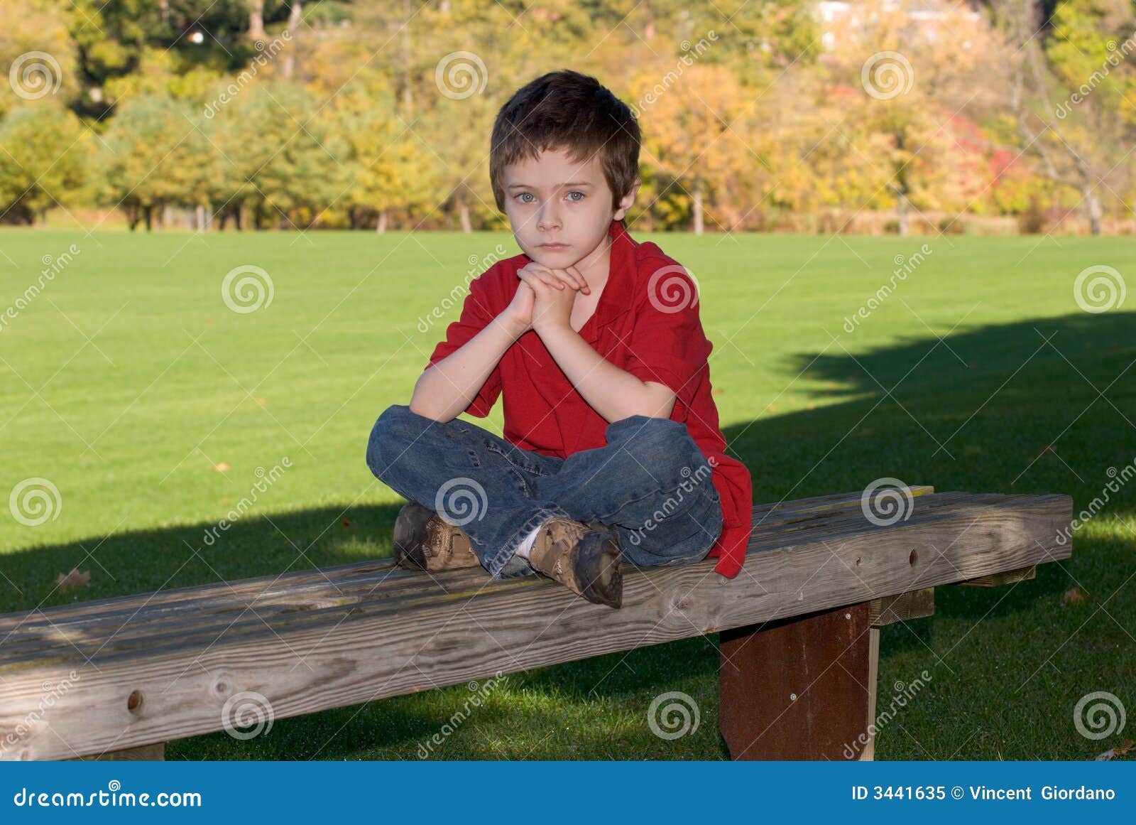 Young boy on bench stock image. Image of adorable, person - 3441635