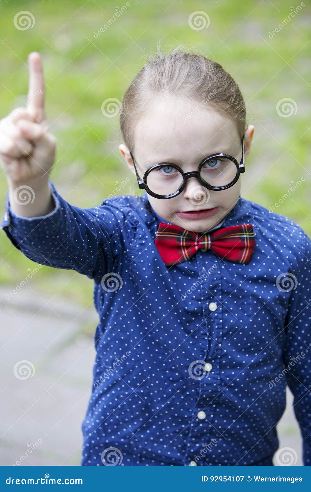 Young Boy with Big Glasses Lifting His Finger Stock Image - Image of ...