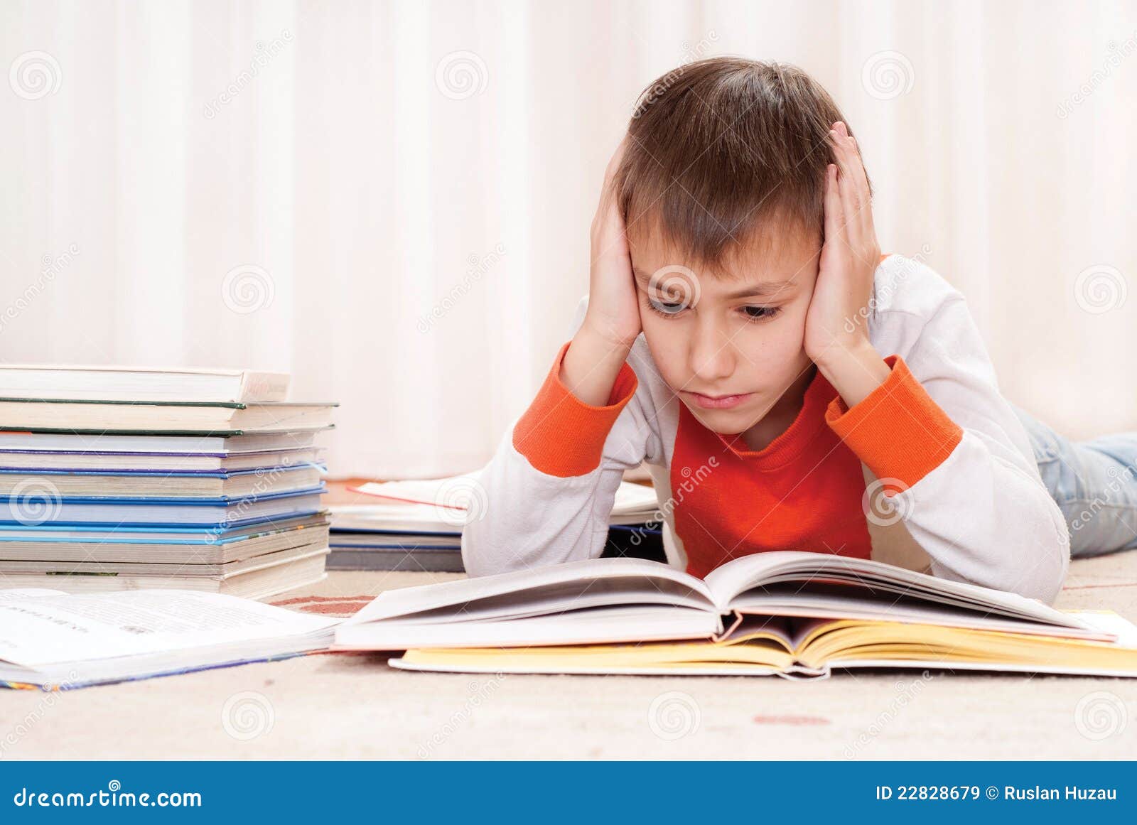 Young boy with books stock image. Image of happiness - 22828679