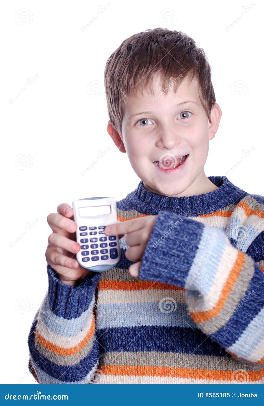 Young boy with calculator stock image. Image of math, overjoyed - 8565185