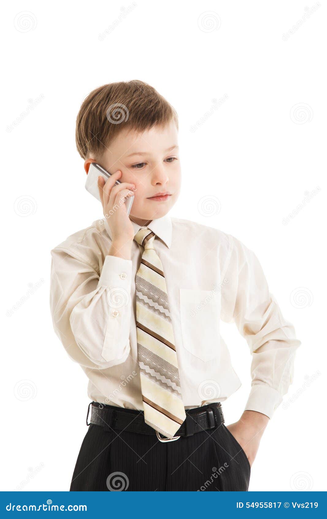 Young Boy Calling Isolated. Businessman Stock Image - Image of child ...