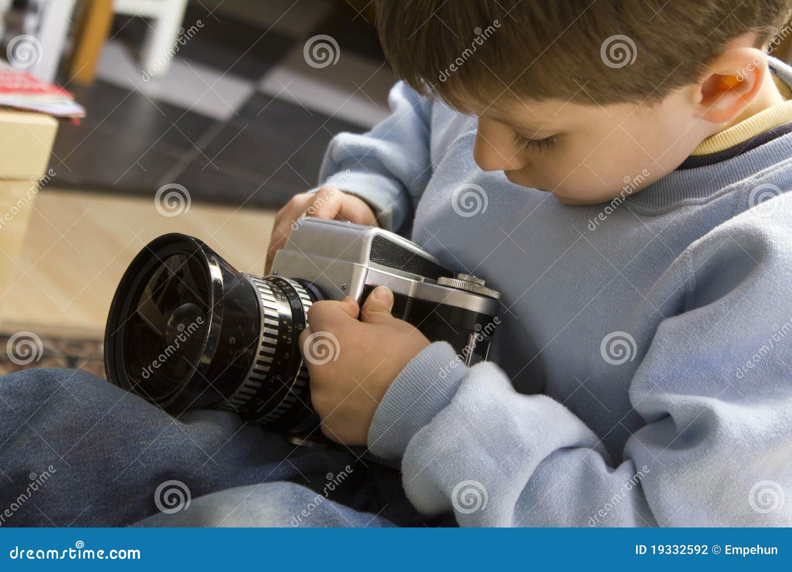 Young boy with camera stock photo. Image of male, single - 19332592