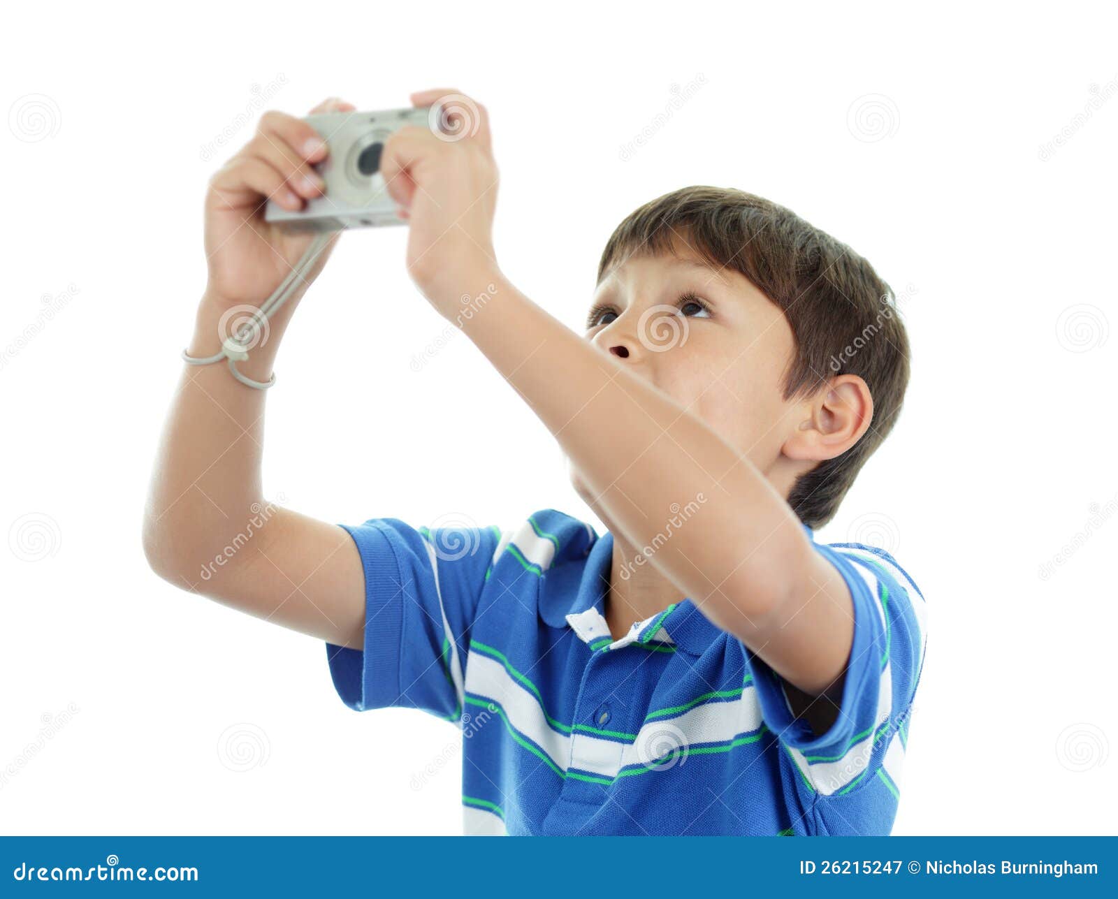 Young boy with camera stock image. Image of striped, inquisitive - 26215247