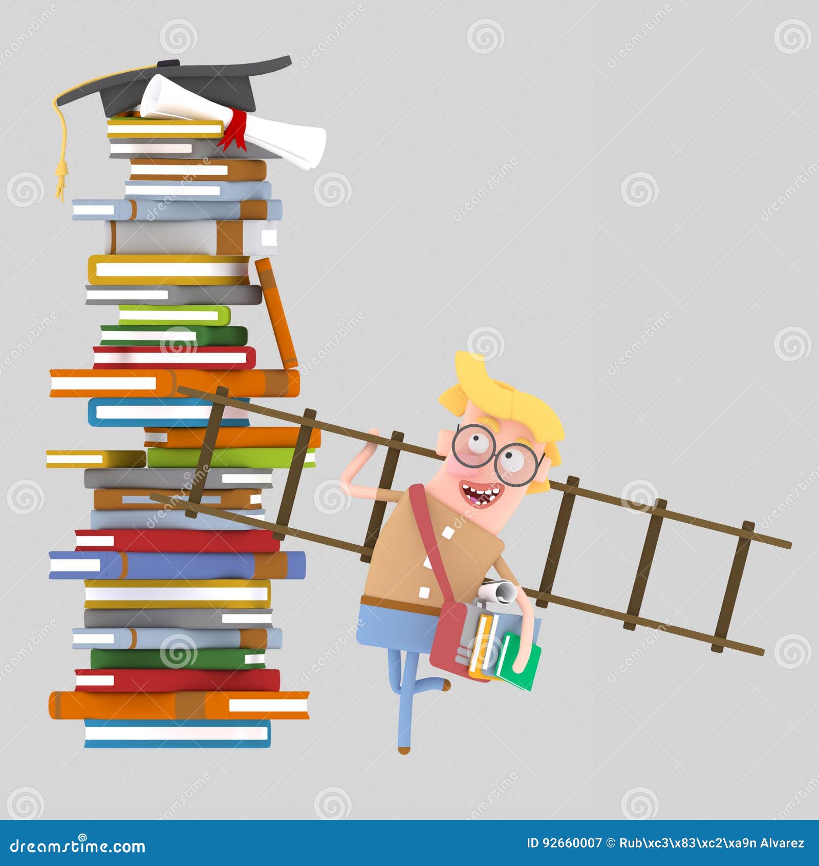 Young Boy Carrying a Ladder Stock Illustration - Illustration of ...