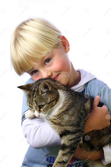 Young boy with cat stock image. Image of youth, mate, young - 247561