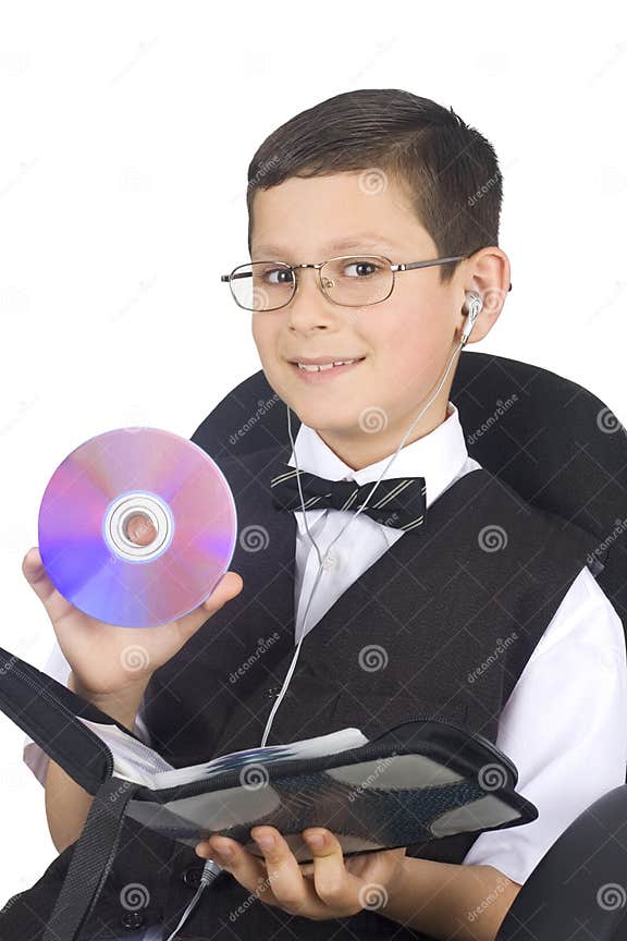 Young boy with cd stock image. Image of people, adult - 5253611