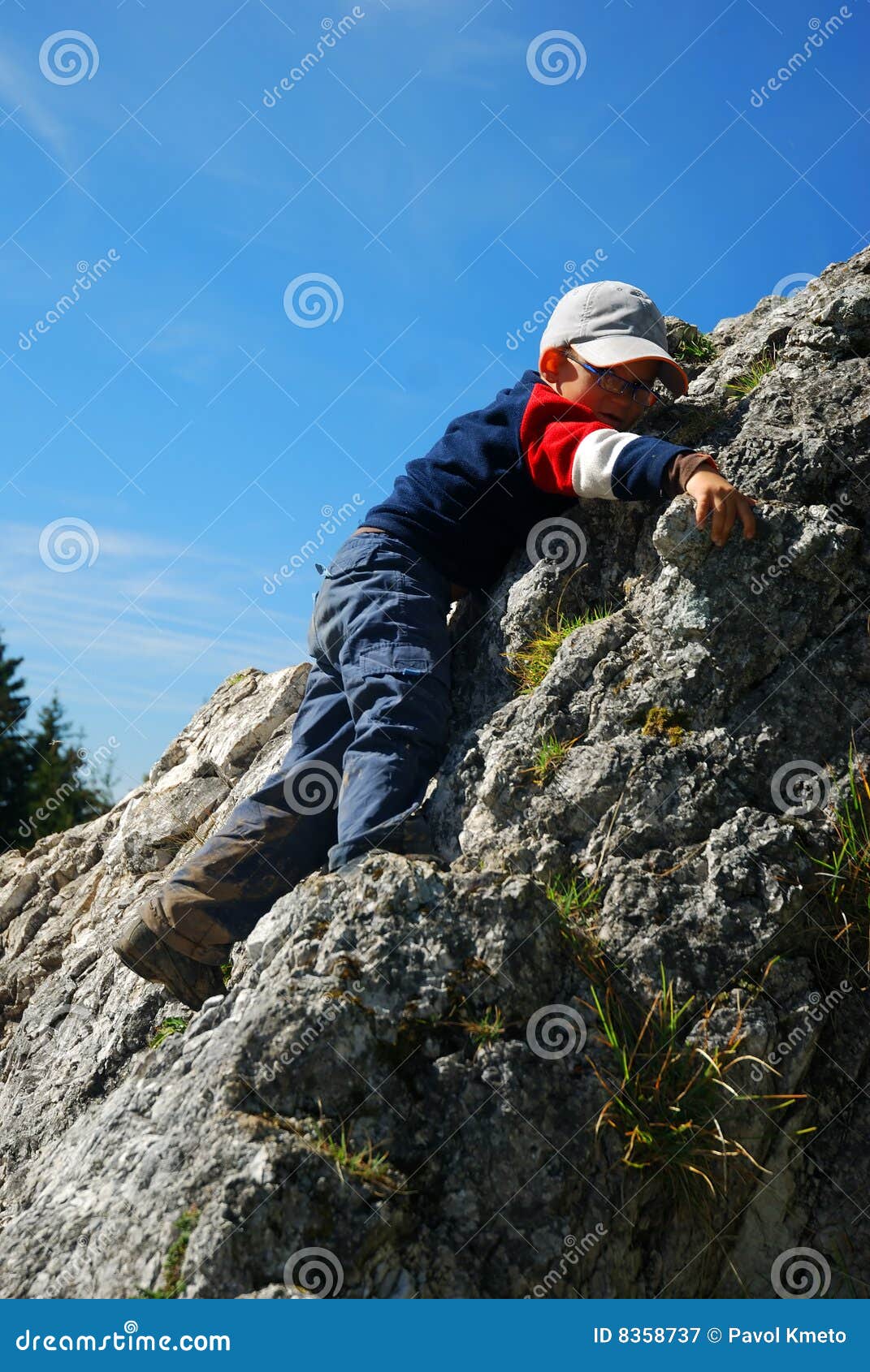 Young boy climbing stock image. Image of harness, danger - 8358737