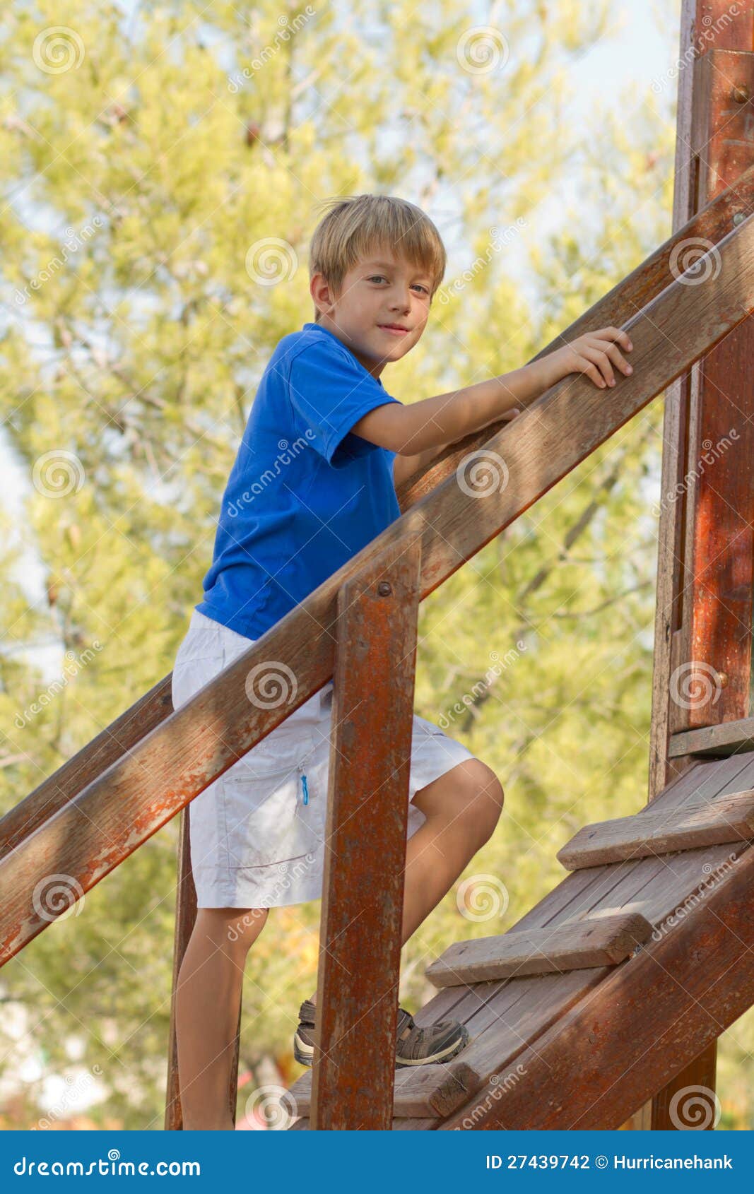 Young Boy Climbing a Ladder on a Playground Stock Photo - Image of ...
