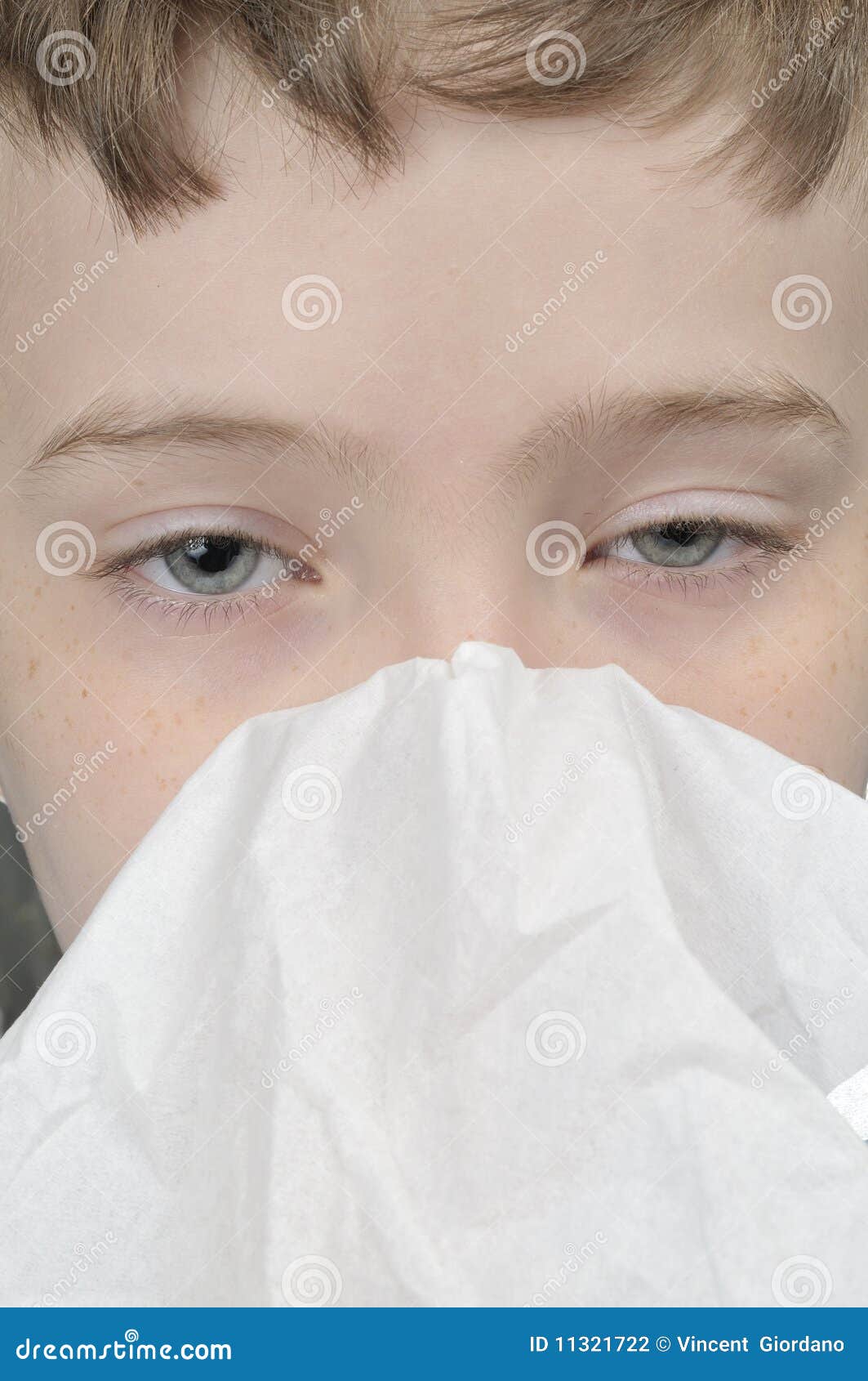 Young boy with a cold stock photo. Image of hand, allergy - 11321722