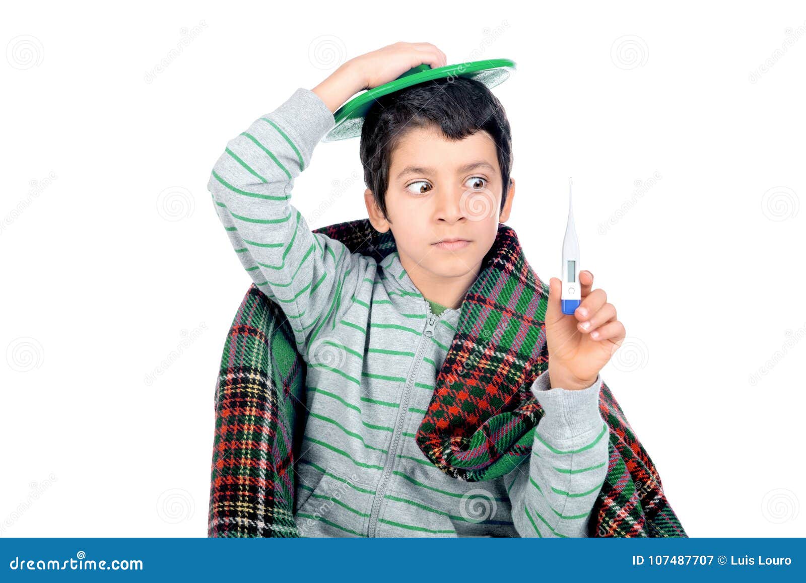 Young Boy with a Cold Wrapped in a Blanket Stock Image - Image of ...