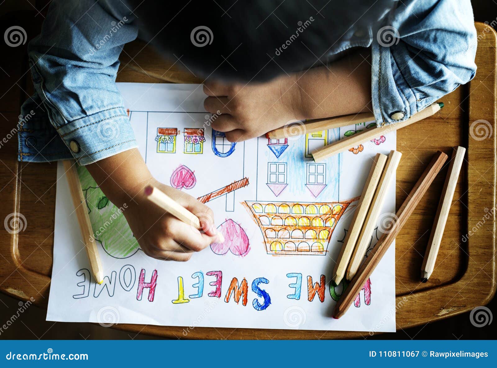 Young Boy Colouring on Paper Stock Image - Image of cheerful, girl ...