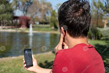Young Boy Communicating with Sign Language at Smart Phone Stock Photo ...
