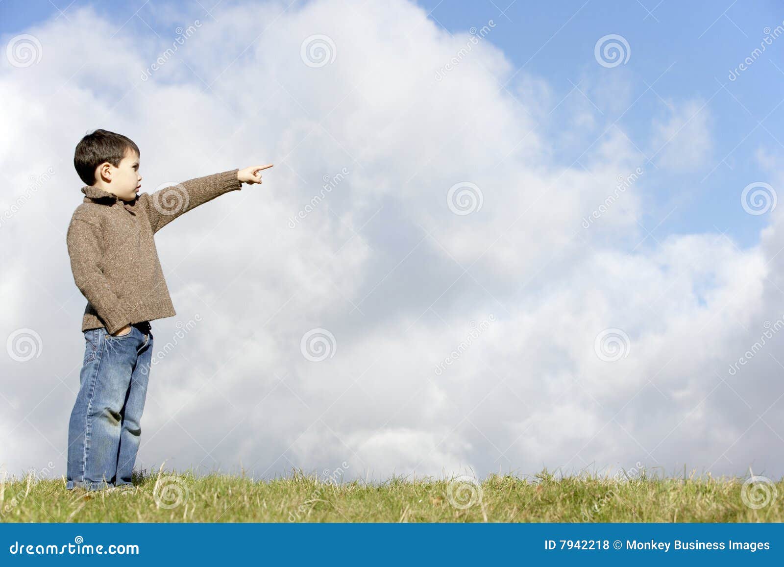 Young Boy in Countryside Pointing Stock Photo - Image of outdoors ...