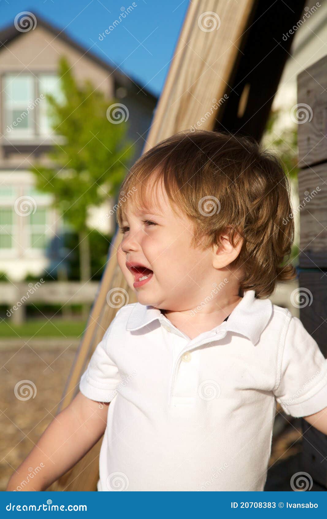 A Young Boy Crying at the Park Stock Image - Image of caucasian ...