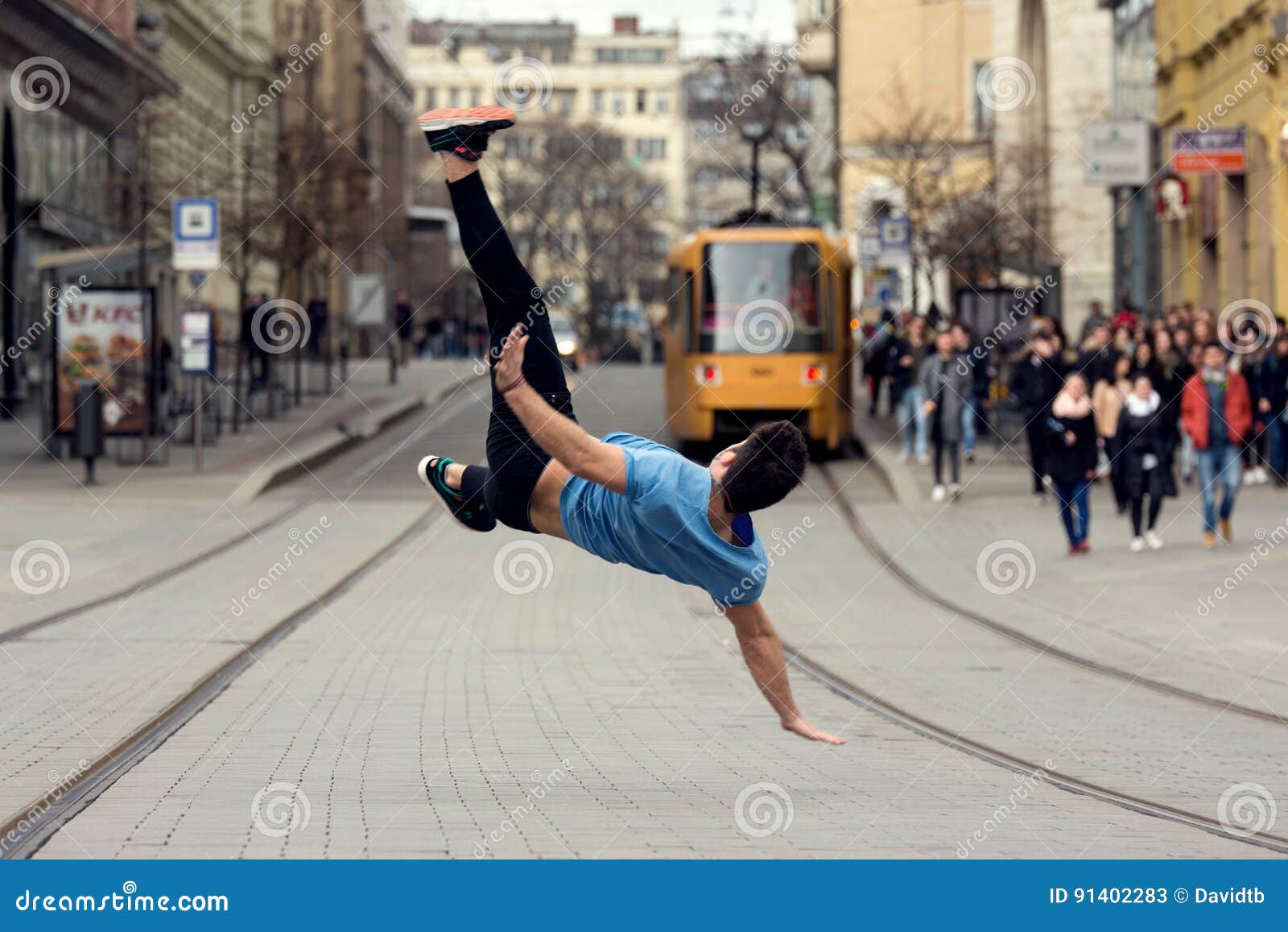 A Young Boy Dancing Breakdance on the Street. Stock Image - Image of ...
