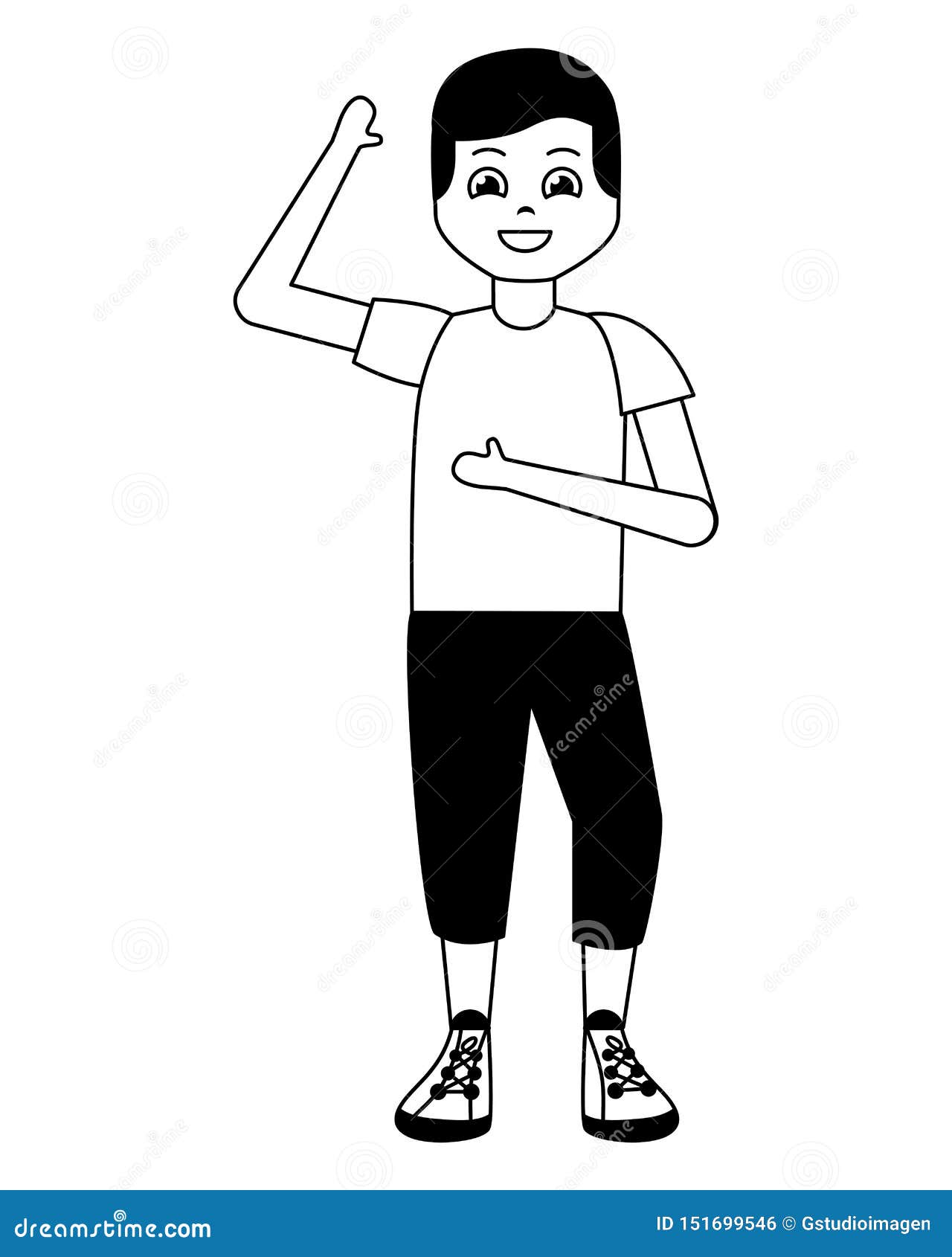 Young Boy Dancing Character on White Background Stock Illustration ...