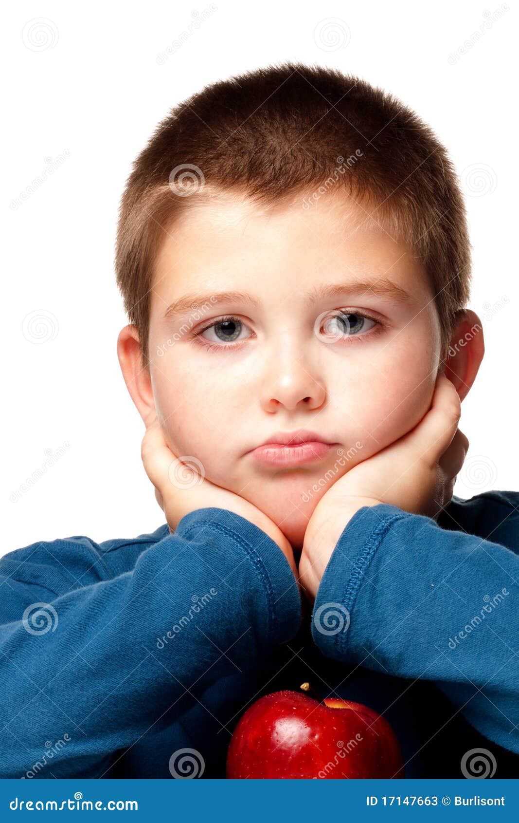 Young Boy Deciding To Eat a Healthy Apple Stock Image - Image of diet ...