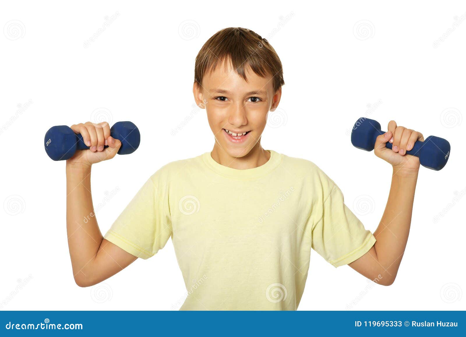 Young boy doing exercises stock image. Image of power - 119695333